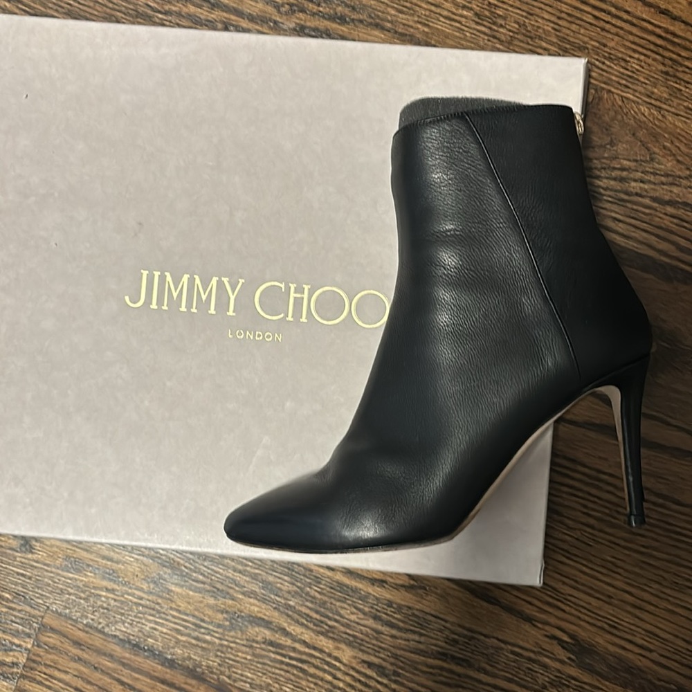 Jimmy Choo Black Leather Booties - Gem